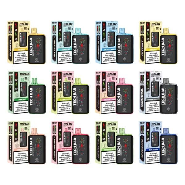 Tech Bar Rechargeable Disposable Vape 25000 Puffs LED Screen High-Tech ...