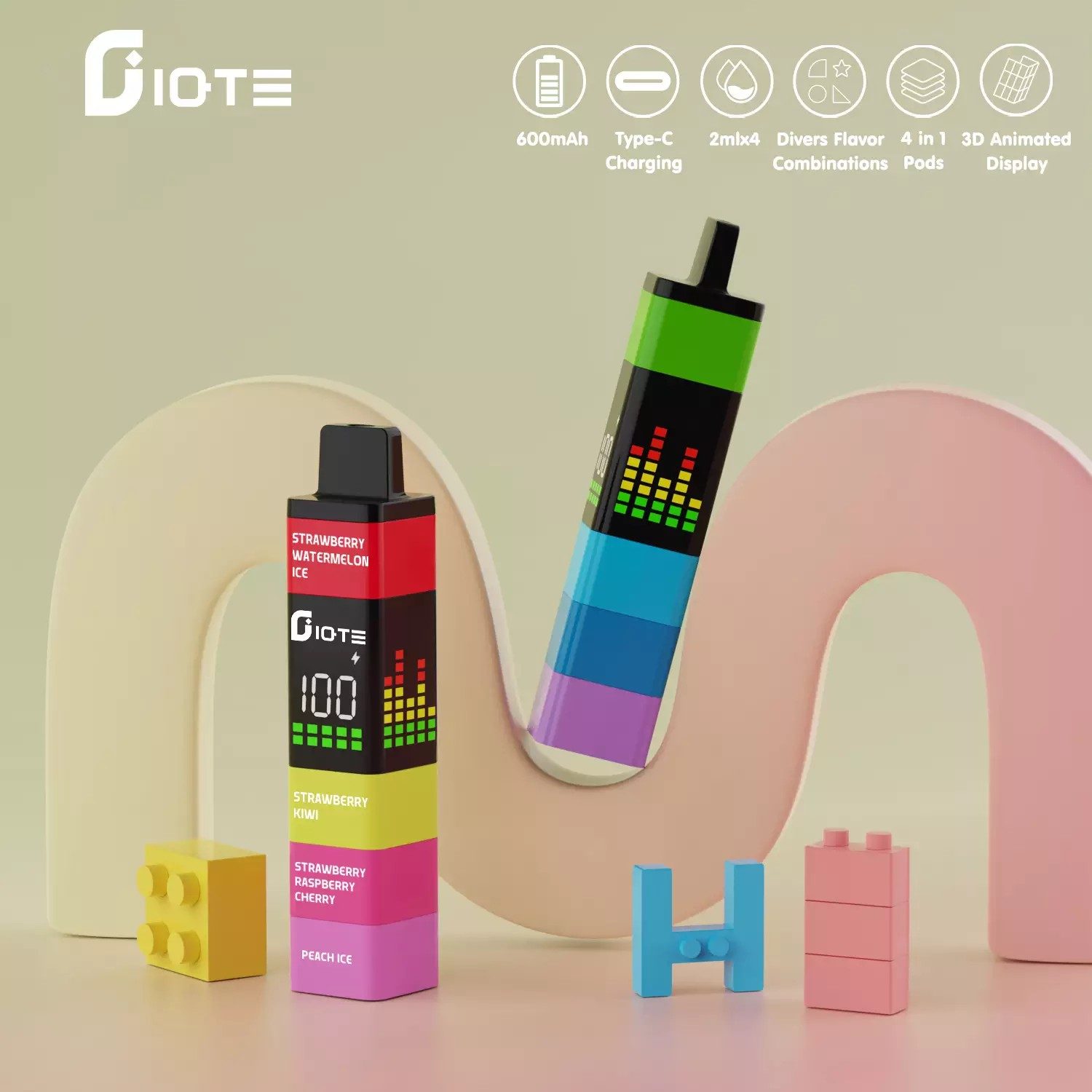 IQTE 2400 Puffs Pod System – Toy Bricks 3D Display | 2% & 5% Nicotine ...