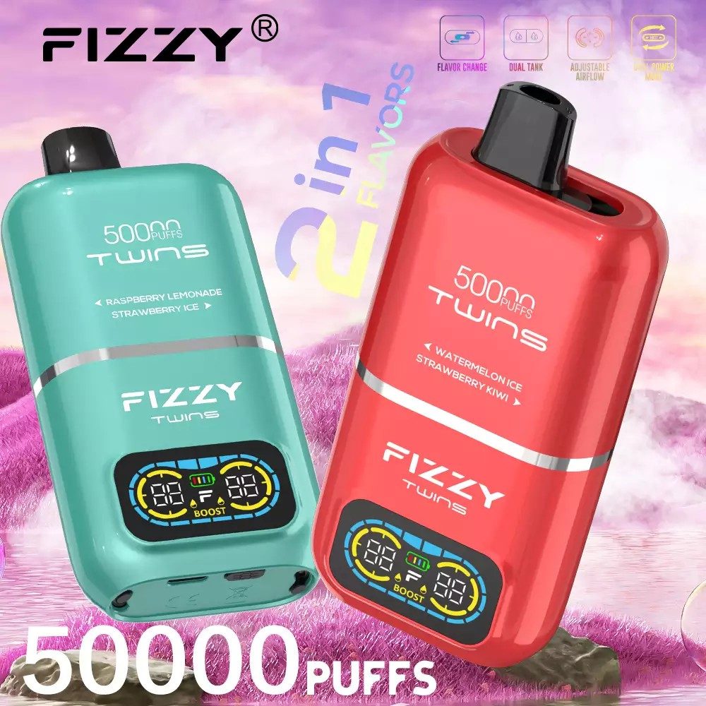 Fizzy Twins 50000 Puffs Dual Tank Disposable Vape – Double Flavor 2% 5% ...