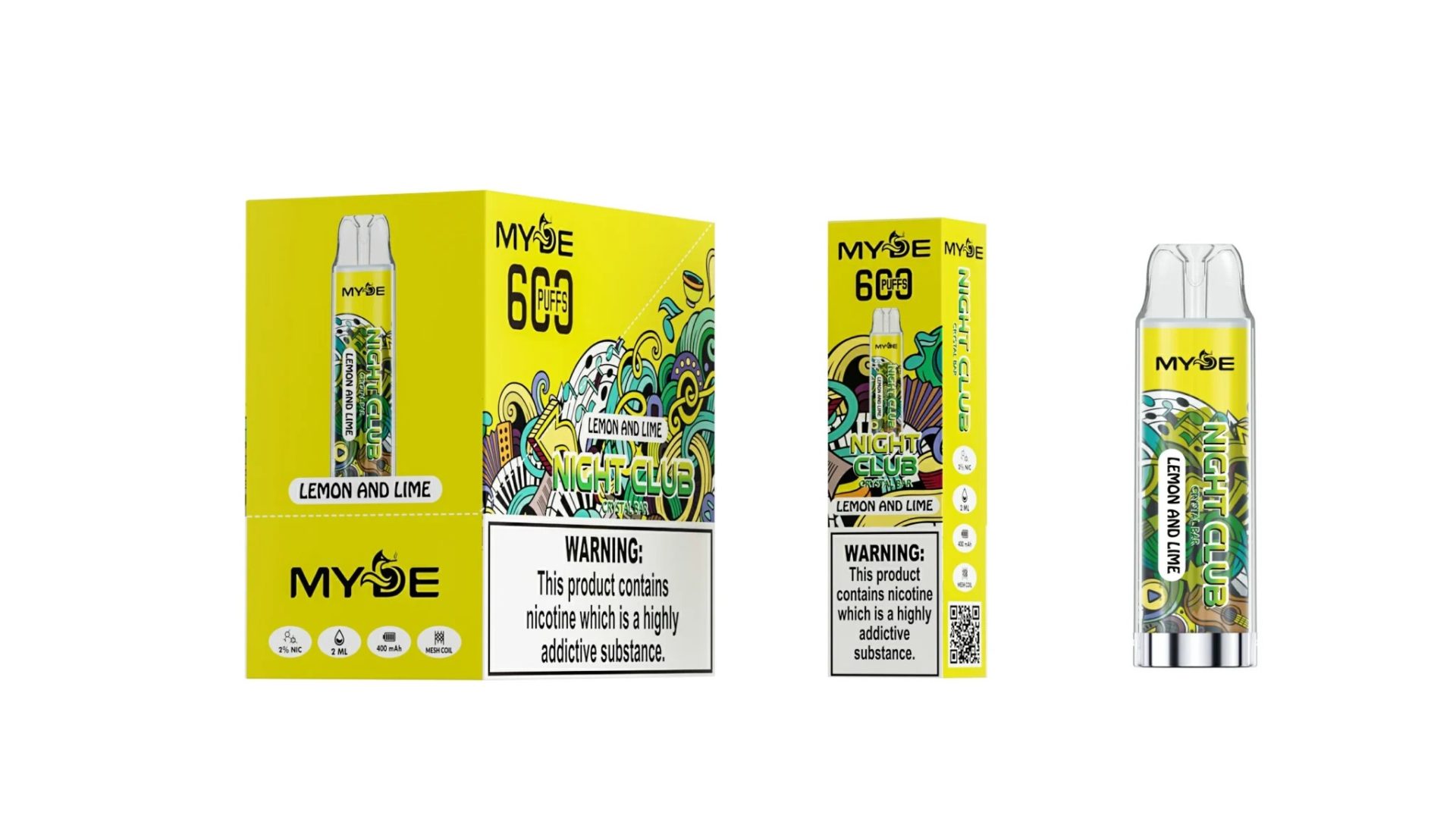 MYDE Night Club 600 Puffs Disposable Vape – Mesh Coil 2% Nicotine ...